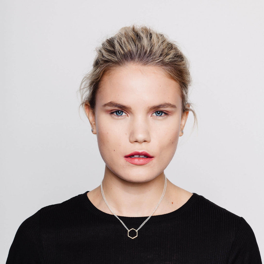 Double Chain Hexagon Necklace Silver – Matthew Calvin